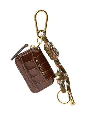 Veronica Beard Croc Embossed Leather Pouch Bag Charm - Chestnut