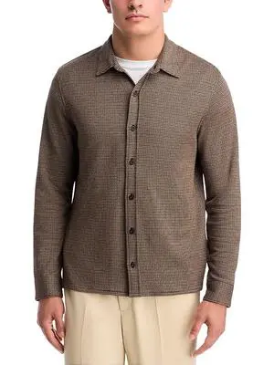 Vince Houndstooth Long Sleeve Shirt - Dark Roast