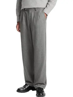 Vince Wool Blend Double Pleated Trousers Med H Grey