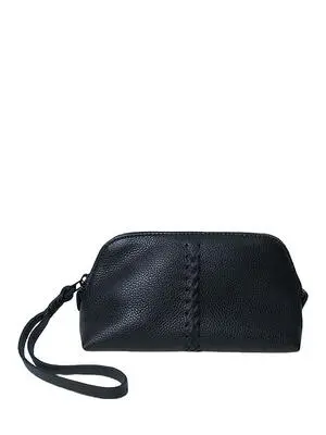 Callista Leather Wristlet Pouch - Black