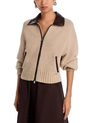 Simkhai Zofia Zip Front Wool Cardigan - Oatmeal