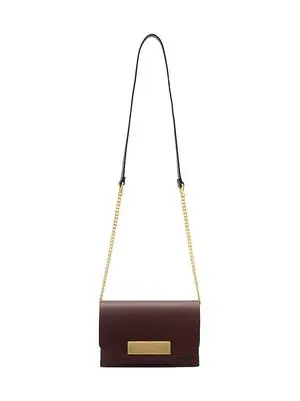 ALLSAINTS Etta Small Leather Clutch Bag - Dark Red