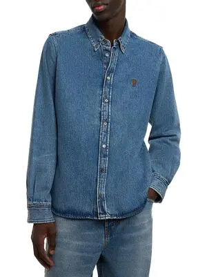 Ami Denim Button Down Shirt - Used Blue