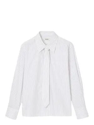 Sandro Striped Shirt With Detachable Tie - White / Red