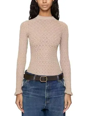 Sea Textured-Knit Long-Sleeve Sweater Neutrals