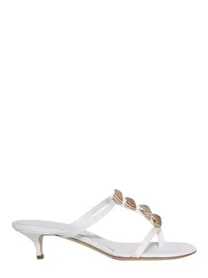 Christopher Esber 40mm Sundial Seashell Heeled Sandals - White