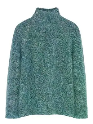 YVES SALOMON Funnel-neck Sweater With Button Detailing - Blue