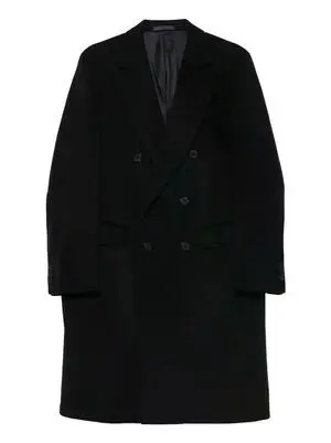 Caruso Wool Double-breasted Coat - Black