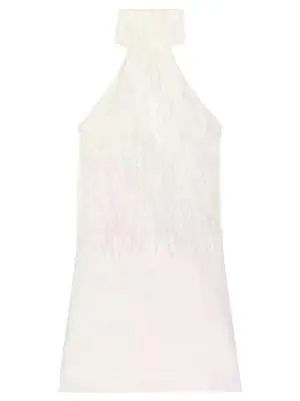COURREGES Halter-neck Fringe-detail Mini Dress - White