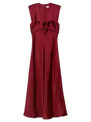 Sandro Sleeveless V-neck Midi Dress - Red