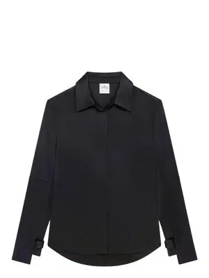 COURREGES Embroidered-logo Satin Shirt - Black