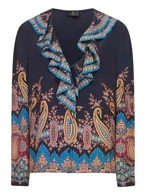Etro Paisley-print Ruffled Top - Blue