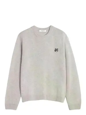 Maison Kitsuné Fox-embroidered Wool Sweater - Grey