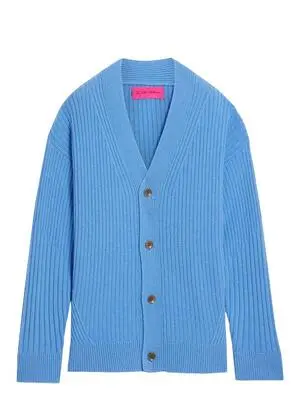 THE ELDER STATESMAN Ribbed Cashmere Cardigan - Light Blue