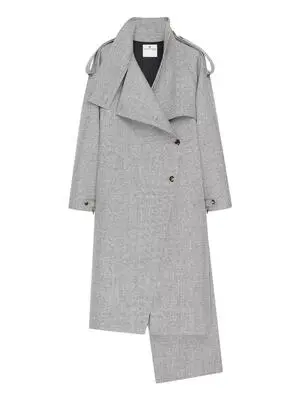 COURREGES Oblique Asymmetric Wool Coat - Grey