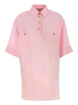 Valentino Garavani Short-sleeve Linen Blouse - Pink