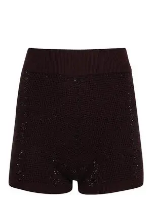 David Koma Rhinestone Embroidered Shorts - Red