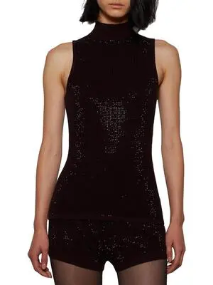 David Koma Rhinestone Embroidered Top - Red