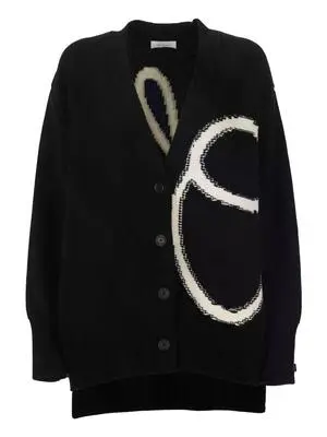 Off-White Logo-intarsia Wool Cardigan - Black