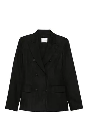 Andamane Pinstriped Double-breasted Jacket - Black