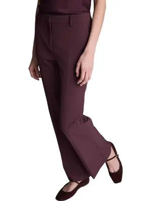 KENNETH COLE Flare Leg Trousers Dark Aubergine