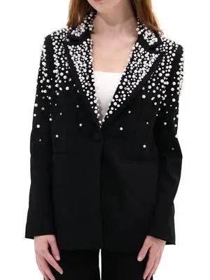 AZALEA WANG Embellished Blazer - Black