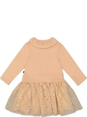 DEUX PAR DEUX Bi-material Dress With Glittering Skirt - Beige