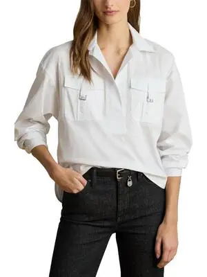 Ralph Lauren Silky Stretch Cotton Utility Shirt - White