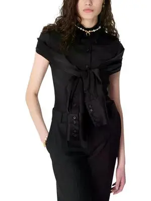 MARINE SERRE Wrapped Satin Shirt - Black