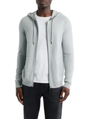 Robert Barakett Cashmere Hooded Zip Cardigan - Light Grey