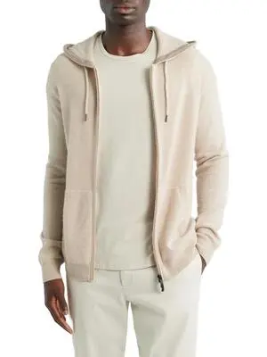 Robert Barakett Cashmere Hooded Zip Cardigan - Light Tan