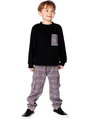 DEUX PAR DEUX Plaid Cargo Pant - Gray And Black