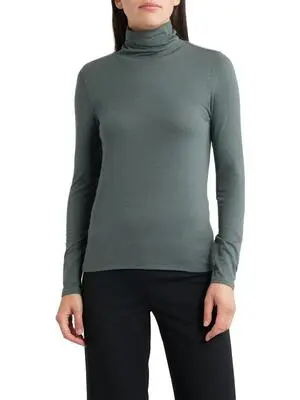 Eileen Fisher Turtleneck Stretch Organic Cotton Blend Top - Alpine