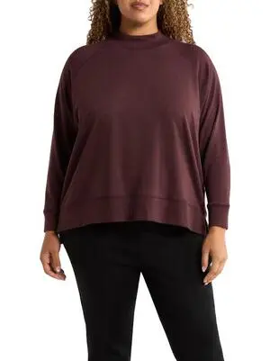 Eileen Fisher Mock Neck Long Sleeve Top - Cassis