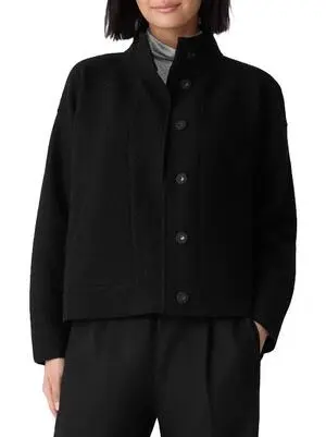 Eileen Fisher Boiled Wool Jacket - Black