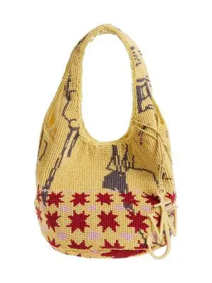 JW Anderson Mini Beaded Shopper Beige Multi