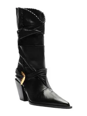 Schutz Pointed Toe Western Boots - Black