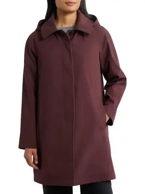 London Fog Heritage Bonded Trench Raincoat With Removable Hood - Black Cherry