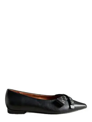 Maeve Grommet Bow Flats Black