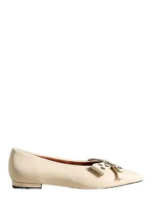 Maeve Grommet Bow Flats - White
