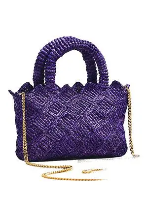 MADE FOR A WOMAN Diamond Raffia Xs Tote - Blue