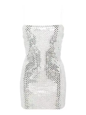 Retrofete Avanyah Rhinestoned Mini Dress - Silver