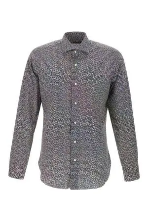 BARBA NAPOLI Micro-optical Pattern Shirt - Grey