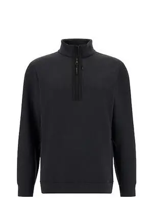 Boggi Milano B Tech Half-zip Stretch Cotton-blend Sweatshirt - Black