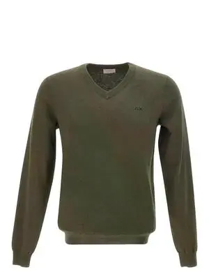 SUN 68 V-neck Ribbed-edge Sweater - Green