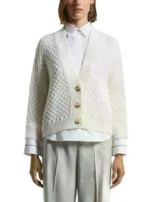 Peserico Button-fastening Wool Cardigan - White