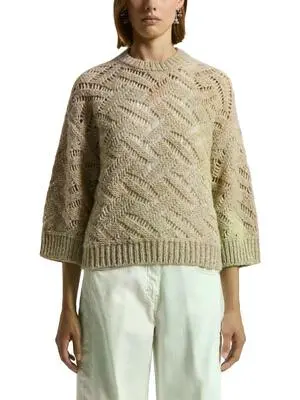 Peserico Chevron-pattern Open-knit Sweater - Neutrals