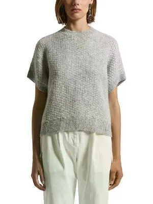 Peserico Short-sleeve Waffle Knit Sweater - Grey