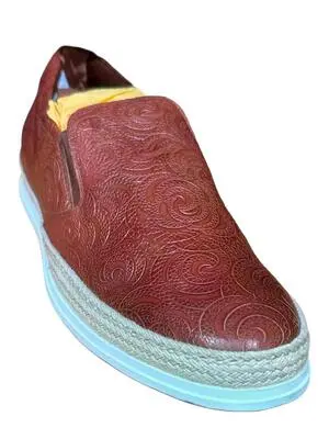 TOD'S Patterned Leather Loafers - Red