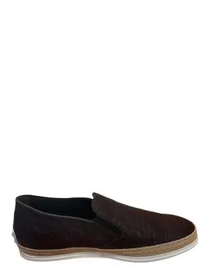 TOD'S Embossed Leather Loafers - Brown
